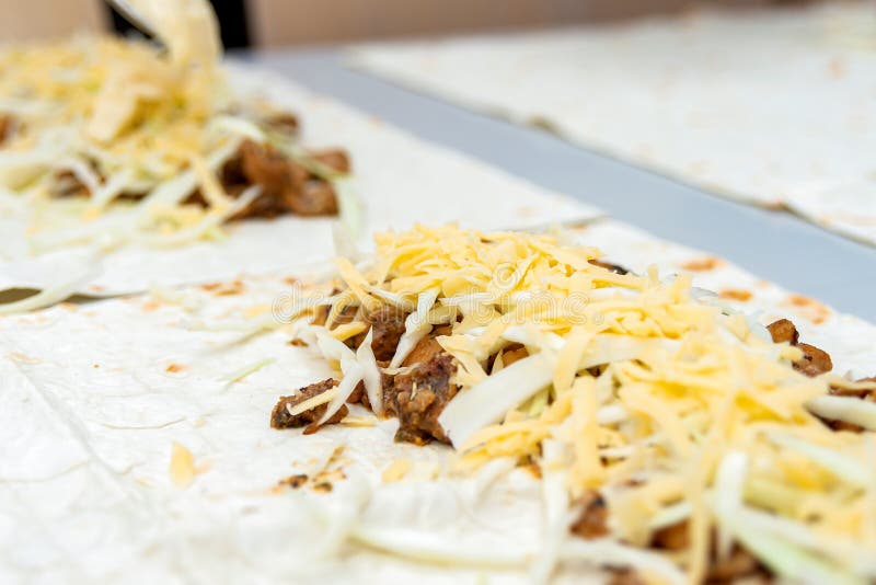 Almost Finished Shawarma is on the Table Stock Photo - Image of fast ...