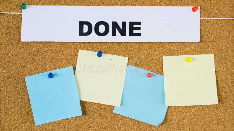 Finished Tasks Project Board with Empty Post-it Notes Pinned on it ...