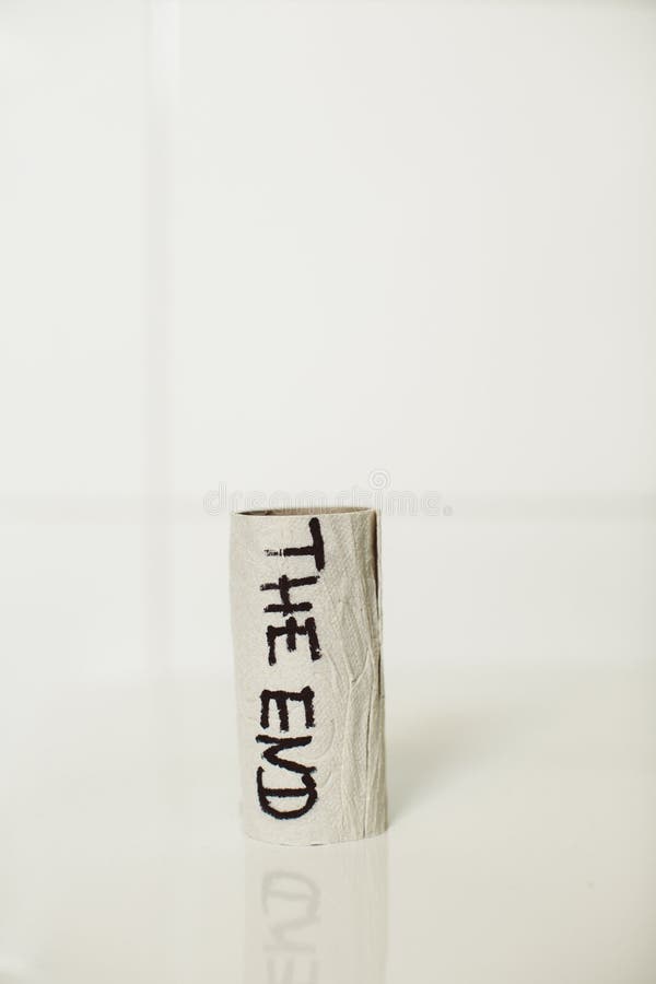 Finished Toilet Paper Roll with the End Note - Panic because of the ...