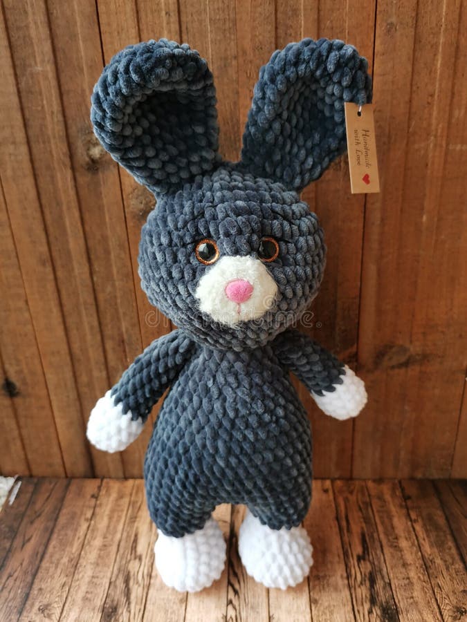 Finished Toy, Cute Gray Hare, Stock Photo - Image of knitting, paws ...