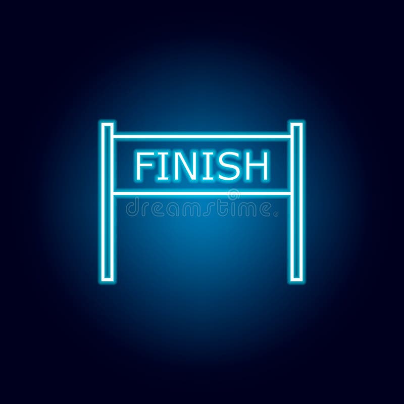 Finishing Banner Icon in Blue Neon Style. Element of Racing for Mobile ...