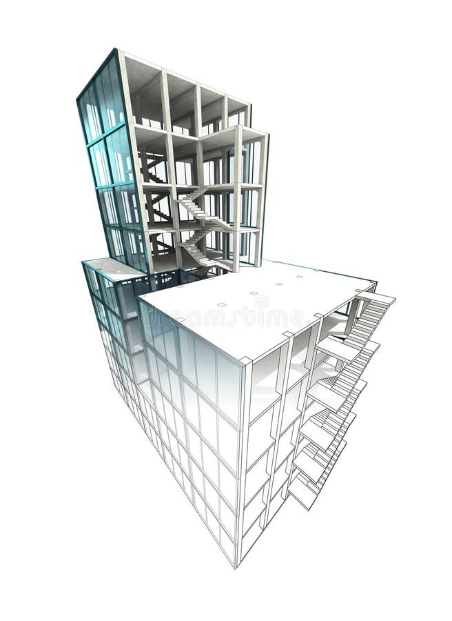 Finishing Concept of Architectural Building Plan Render Stock ...