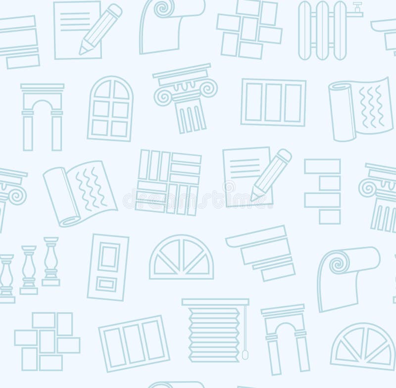 Finishing Materials, Construction, Seamless Pattern, Outline Drawing ...