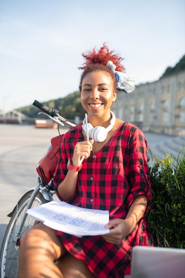 Cheerful Student Feeling Satisfied after Finishing the Test Stock Photo ...