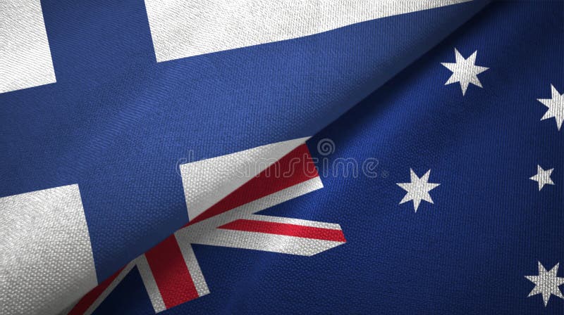 Finland and Australia Two Flags Textile Cloth, Fabric Texture Stock ...
