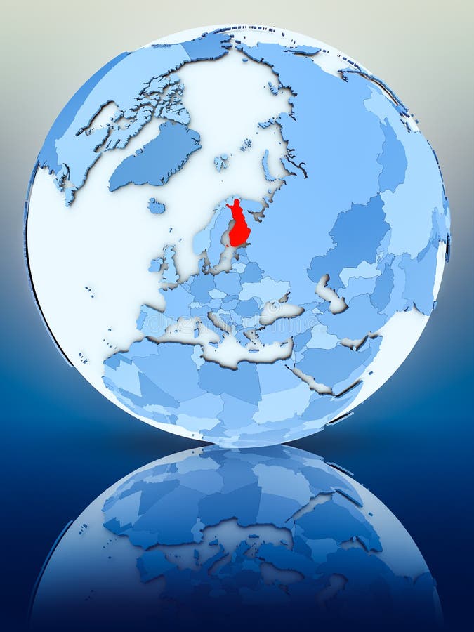 Finland on blue globe stock illustration. Illustration of republic ...