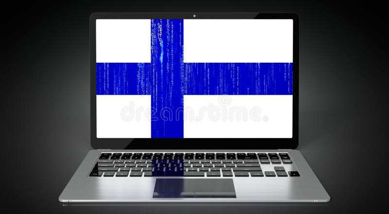 Finland - Country Flag and Binary Code on Laptop Screen Stock ...