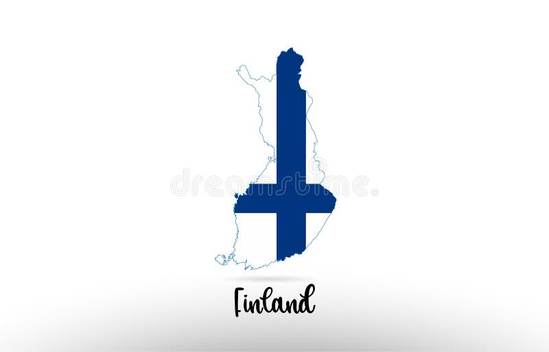 Finland Country Flag Inside Map Contour Design Icon Logo Stock Vector