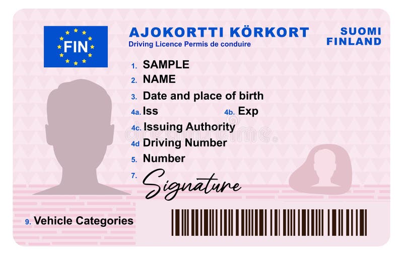 Finland Driving License Isolated on White Background. Person Driver ...