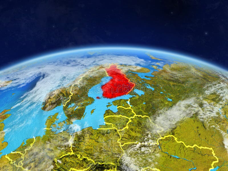 Finland on Earth from Space Stock Photo - Image of space, borders ...