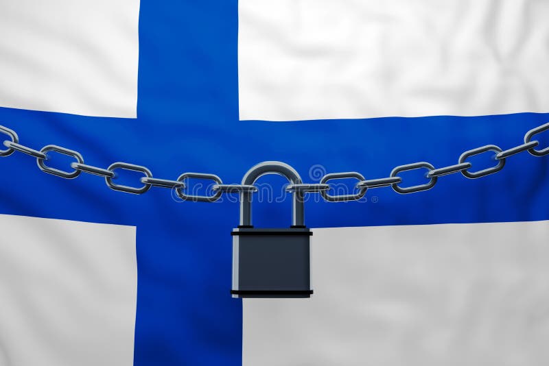 Finland Flag Closed Chain with Padlock Stock Illustration ...