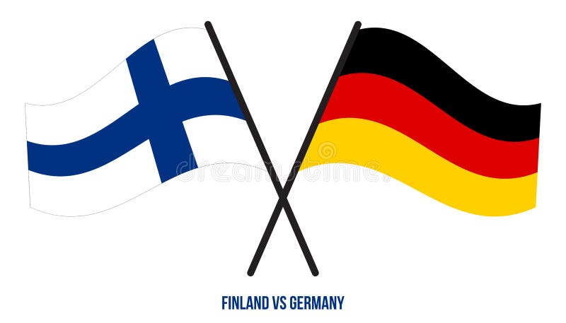 Finland and Germany Flags Crossed and Waving Flat Style. Official ...