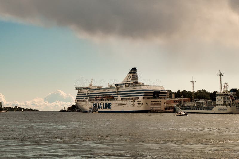 Finland. Big Ferry at the Pier in Helsinki. September 16, 2018 ...