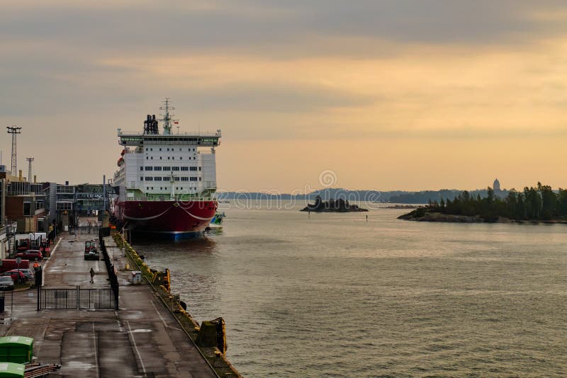 Finland. Big Ferry at the Pier in Helsinki. September 16, 2018 ...
