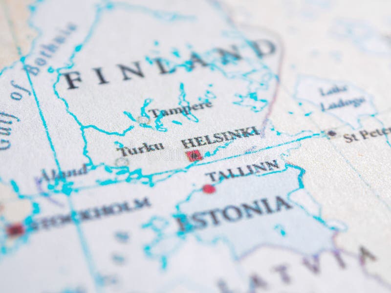Finland Highlighted on a World Map. Its Shape and Location in Relation ...