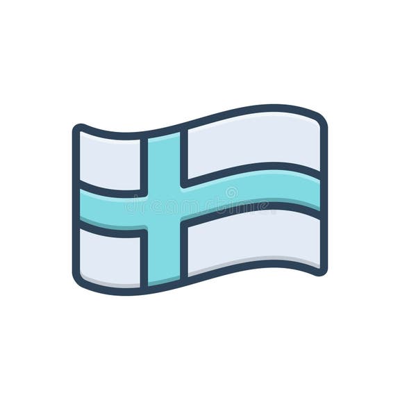 Color Illustration Icon for Finland, Flag and Map Stock Illustration ...