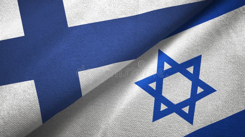 Finland and Israel Two Flags Textile Cloth, Fabric Texture Stock ...