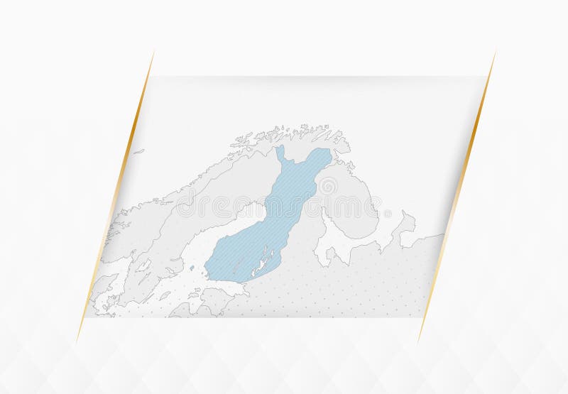 Finland Map in Blue with Gold Framed Accents. Modern Vector Map of ...