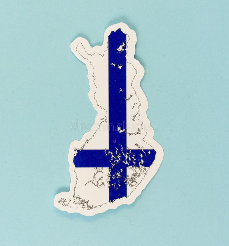 Finland Map with Flag Colors on Light Blue Background Stock Image ...