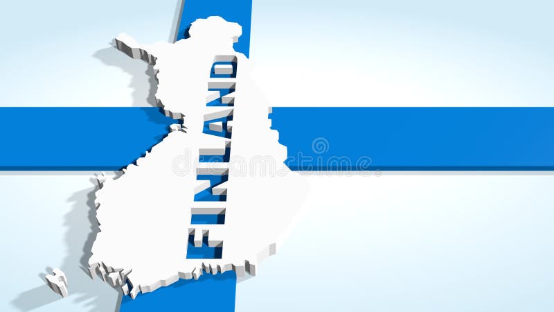 Finland Map on National Flag Stock Illustration - Illustration of ...