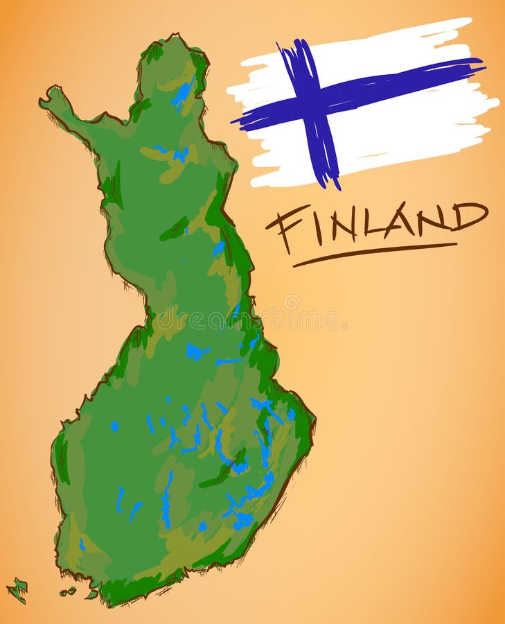 Finland Map and National Flag Vector Stock Vector - Illustration of ...