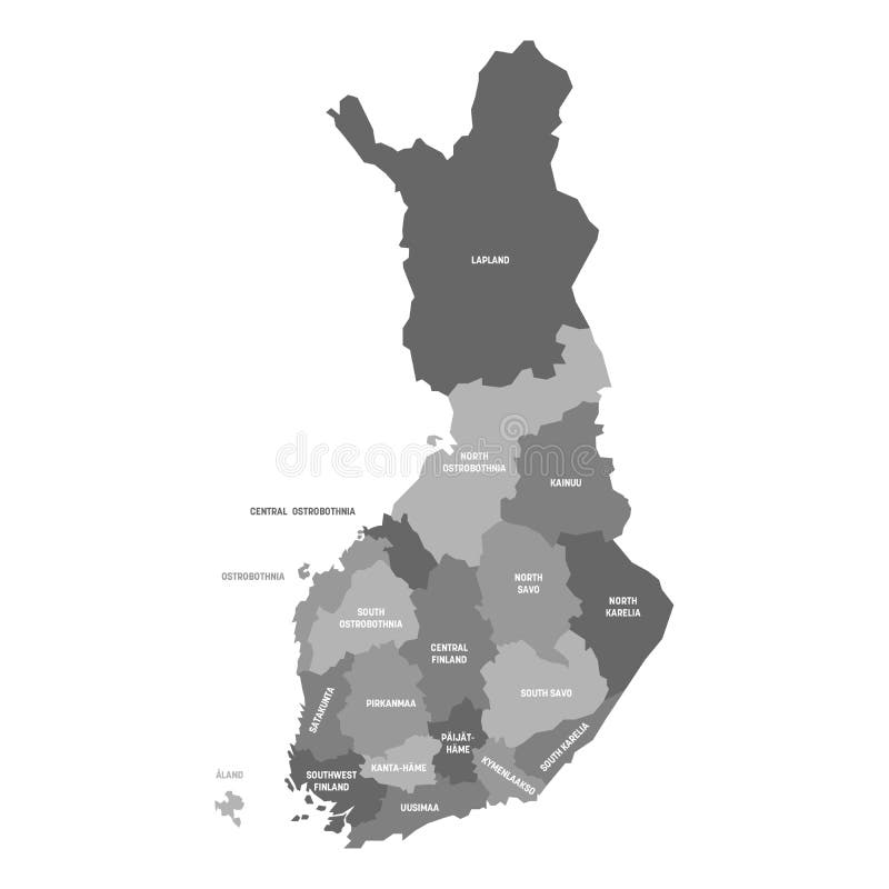 Finland - Administrative Map of Regions Stock Vector - Illustration of ...