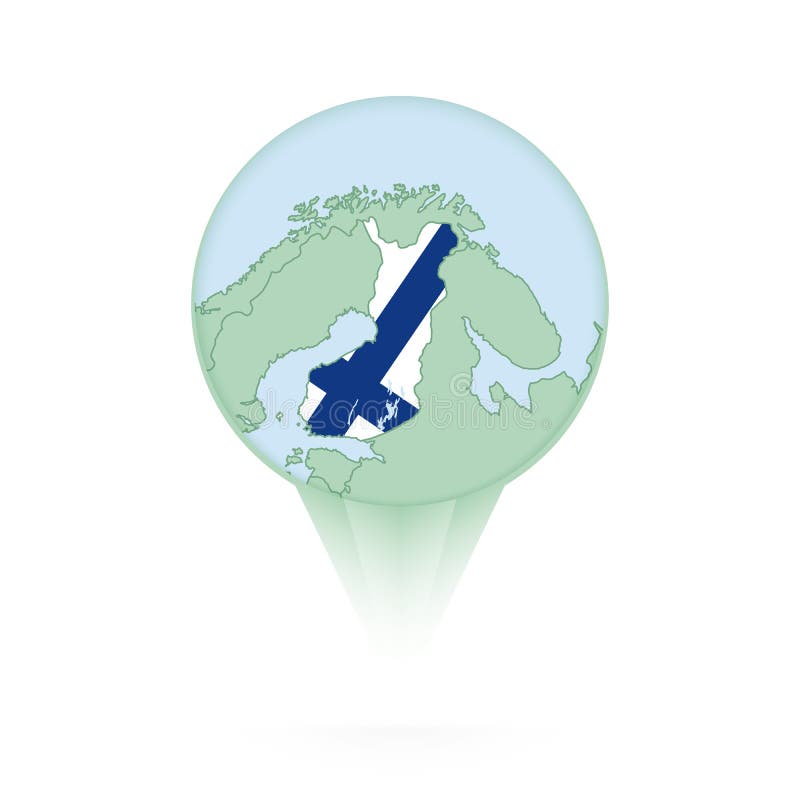 Finland Map, Stylish Location Icon with Finland Map and Flag Stock ...