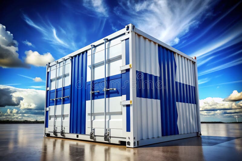 Finland National Flag Shipping Container a 3D Visualization of ...