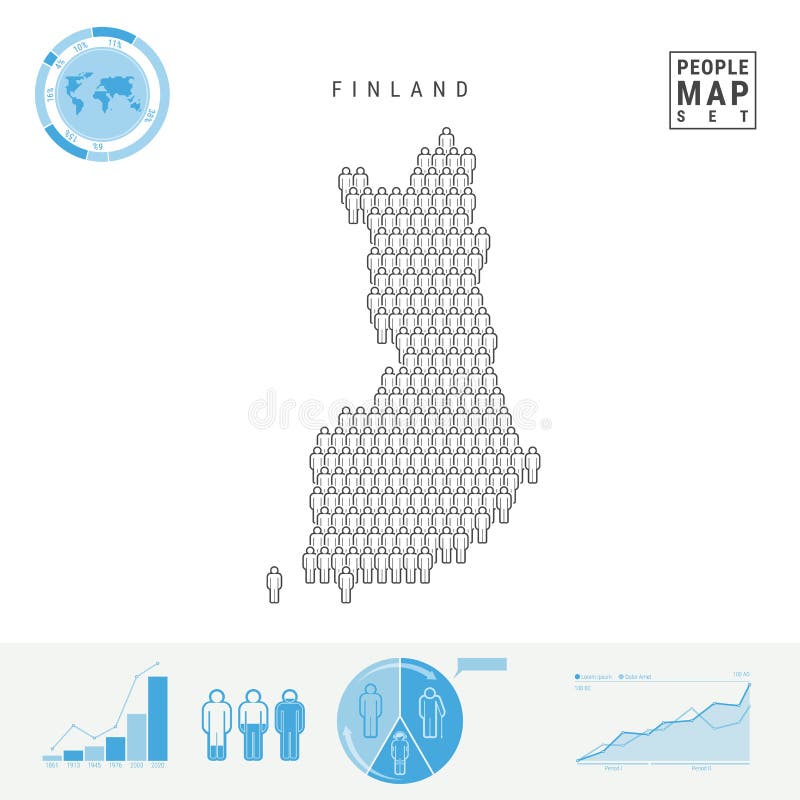 Finland People Icon Map. Stylized Vector Silhouette of Finland ...
