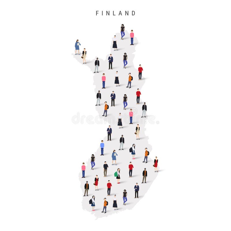 Finland Population Map. Large Group of People in a Shape of Finnish Map ...