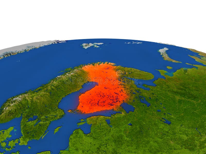 Finland in red from orbit stock illustration. Illustration of finn ...
