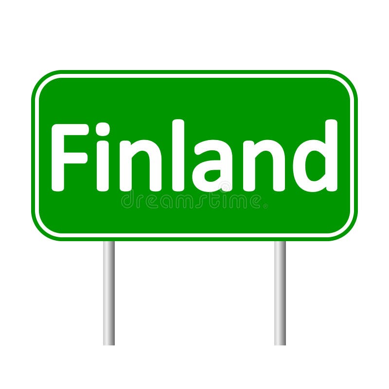 Finland Road Sign. National Flag with Country Name on Blue Road Traffic ...