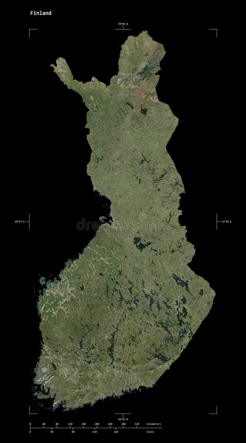 Finland Shape on Black. High-res Satellite Stock Illustration ...