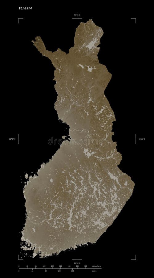 Finland Shape on Black. Sepia Stock Illustration - Illustration of ...