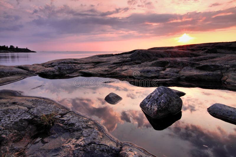Finland: Sunset by a Baltic Sea Stock Image - Image of peaceful, sunny ...