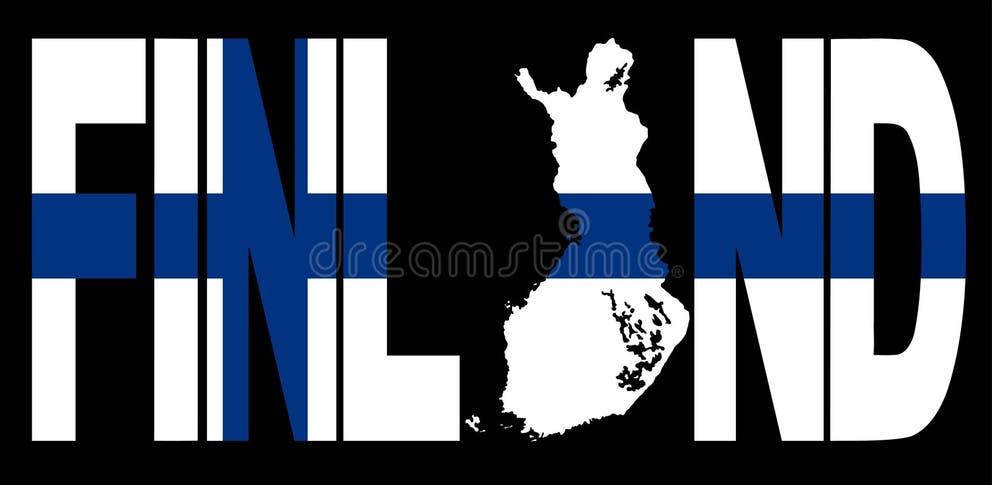 Finland text with map stock vector. Illustration of flag - 5365454