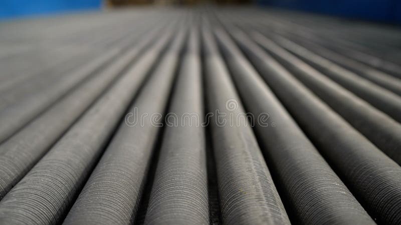 Finned Tubes Forming Parallel Lines, Industrial Background Stock ...