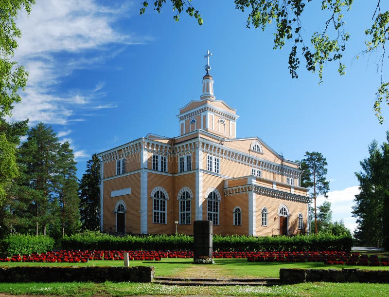 Finnish Church and Monument of Talvisota. Stock Photo - Image of blue ...