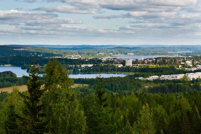 Finnish Landscape stock image. Image of buildings, tree - 16032325