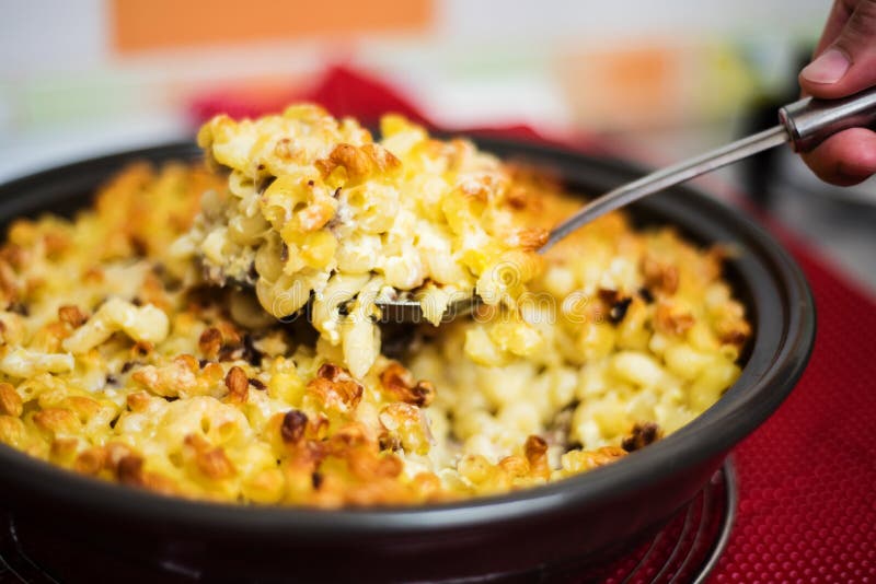 Finnish Macaroni casserole stock image. Image of cheeses - 58713917