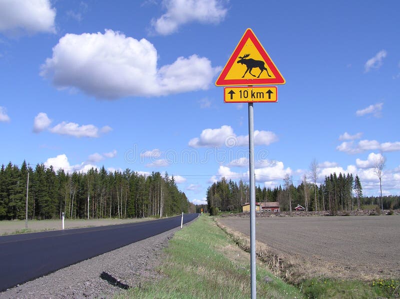 Finnish road stock image. Image of warning, highway, nordic - 226547