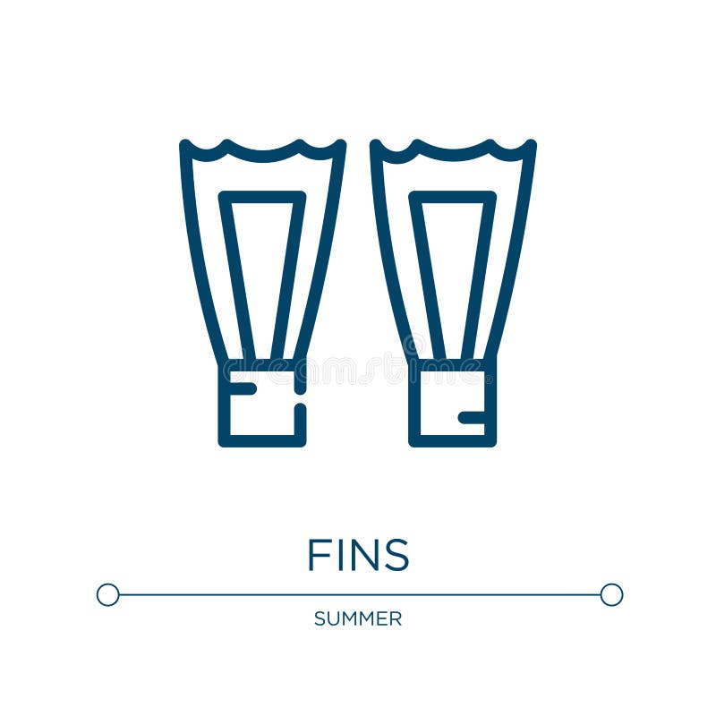 Fins Icon. Linear Vector Illustration from Summer Collection. Outline ...