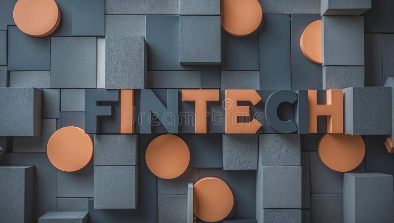 Fintech Concept with Bold 3D Typography and Abstract Design Stock ...