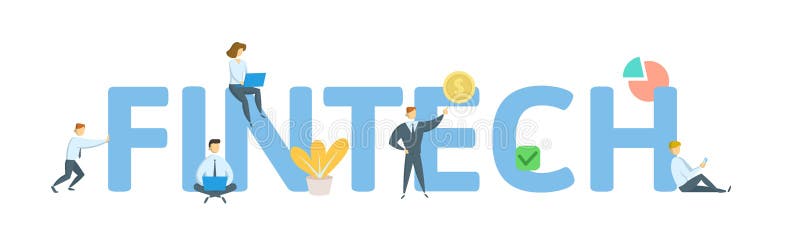 Fintech. Concept with Keywords, Letters, and Icons. Flat Vector ...