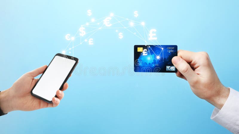Fintech. Man Using Phone To Make Financial Transactions with Credit ...
