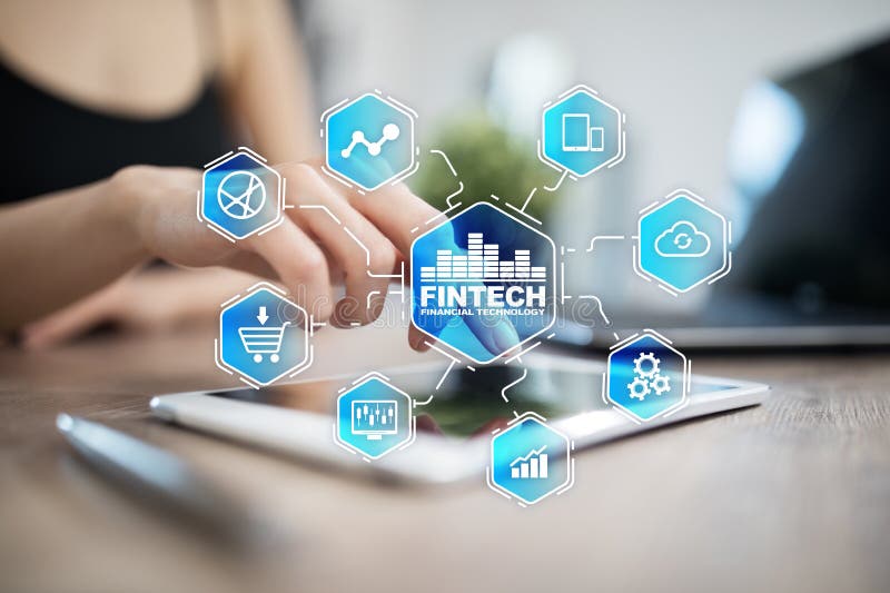 Fintech - Digital Financial Technology. Blockchain and Cryptocurrency ...