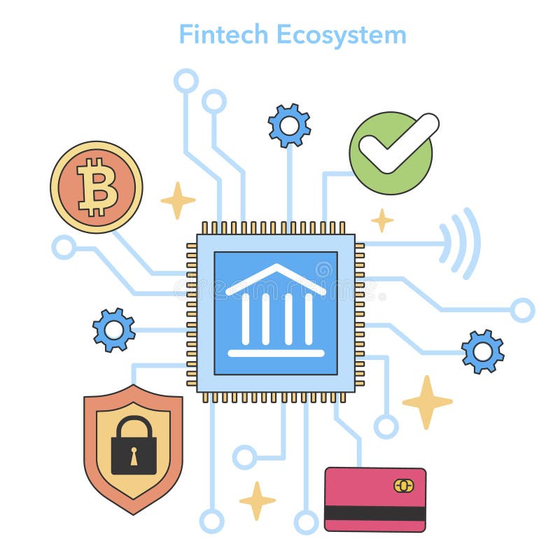 Fintech Ecosystem Concept. Flat Vector Illustration. Stock Vector ...