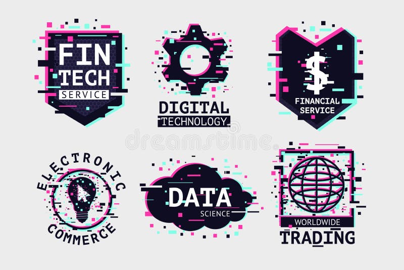 Fintech Emblem Set. E-commerce Icon Collection. Banking Technology ...