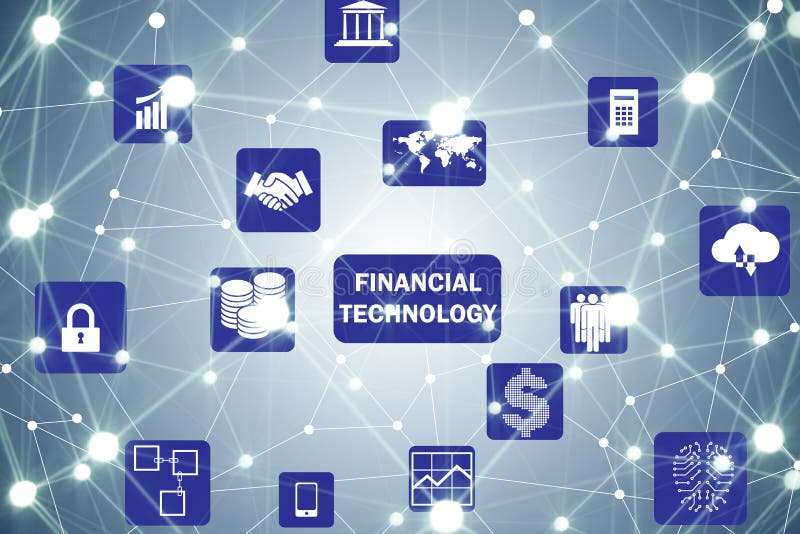 Financial Technology Concept Illustration with Key Elements Stock ...