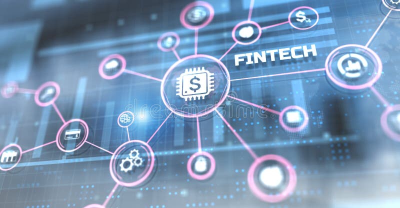 Fintech Financial Technology Concept on Virtual Screen Stock ...